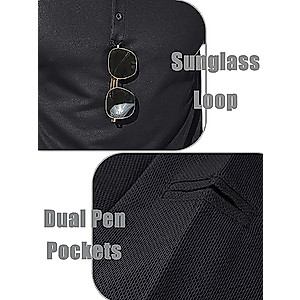 TACVASEN Men's Long Sleeve Polo Shirts Collar Shirts Quick Dry Golf Polo Fishing Tee Shirts Black Polo Shirt for Men