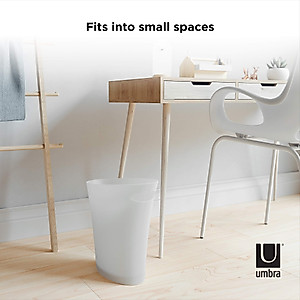 Umbra 1006232-661-A60 Skinny Sleek & Stylish Bathroom Trash, Small Garbage Can Wastebasket for Narrow Spaces at Home or Office, 2 Gallon Capacity, White, 2-Pack