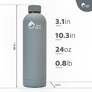 equi aqua Stainless Steel Water Bottles - 25 oz, Double Wall Vaccuum Insulated Water Bottle, Hot and Cold Leak Proof Metal Water Bottles for Sports, Gym, Camping (sleek grey)