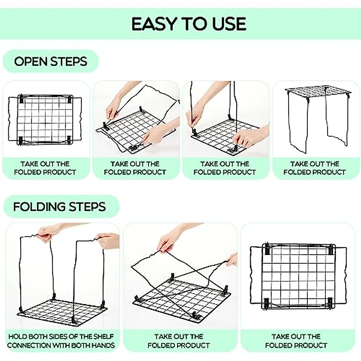 Maitys 10 Pack Locker Shelf Bulk 11.8" Tall Folding School Locker Organizer Shelf Set Metal Wire Organizer for School Office Locker Storage Accessories Fits Standard Size Lockers, Black and White