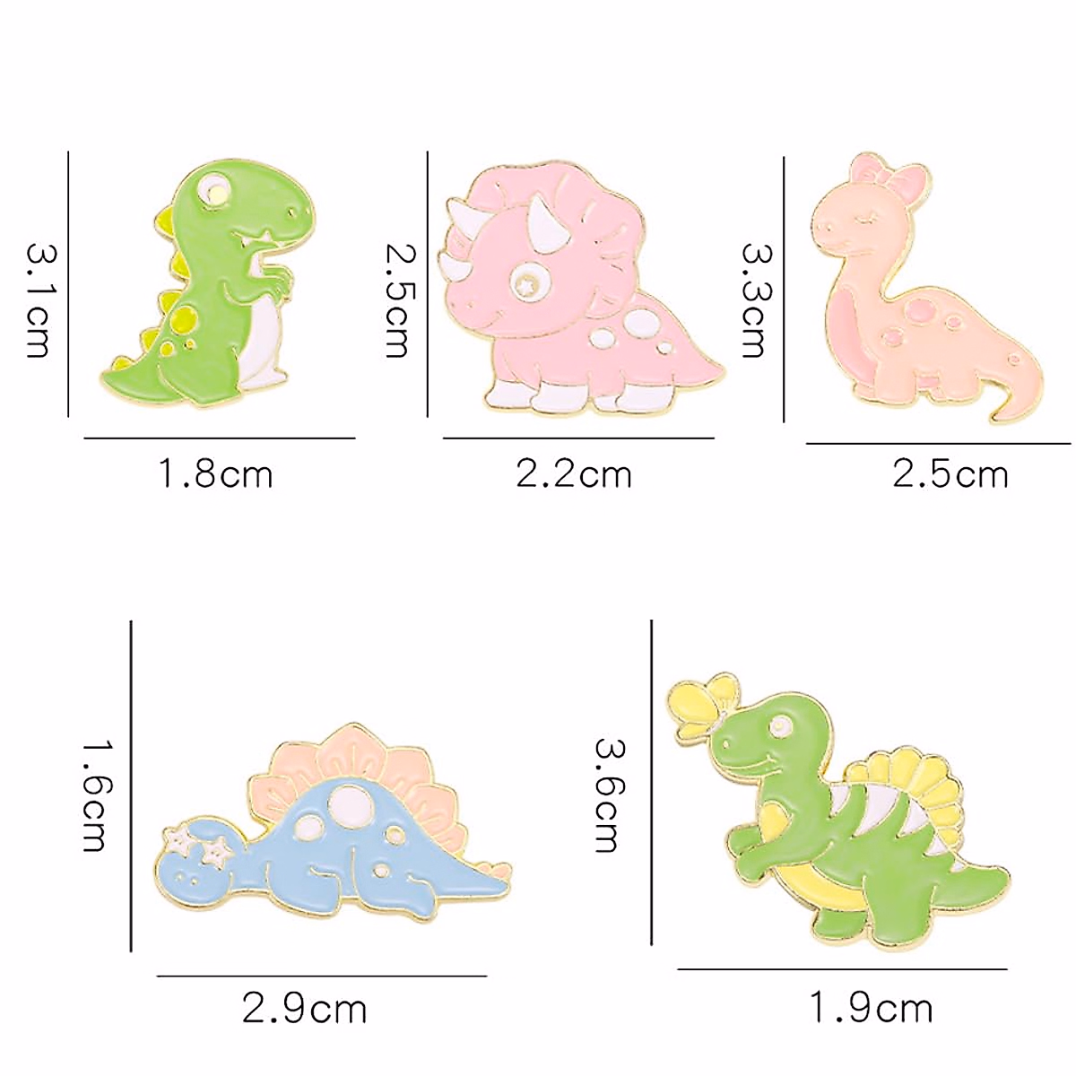 5 Pcs Cute Dinosaur Brooch Enamel Pin Set Cartoon Dinosaur Brooch Pins Animal Patter Lapel Pins for Bags Clothes Caps Women Girls Gift