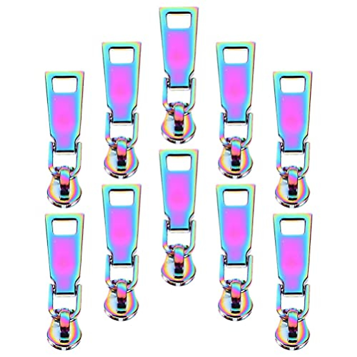 TEHAUX Rainbow Pulls Zipper Replacement 10pcs Metal Slider Zipper Repair Zipper for Sewing DIY Tailor Craft Coats Jacket Purses Luggage Backpacks Bags Shoes