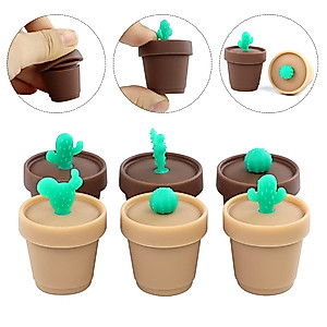 YHSWE Silicone Wax Container Non-stick Food Grade Dark Brown/Light Brown Cactus Shape 7ml Box,Suitable for Storage of Beeswax and Skin Care Products,Convenient to Carry When Traveling(6Pcs)