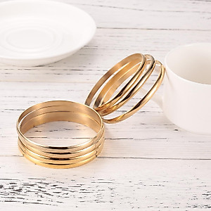 Castillna 14K Gold Plated Gold Bangle Bracelets for Women, Set of 7 Pieces, 7.8 Inches