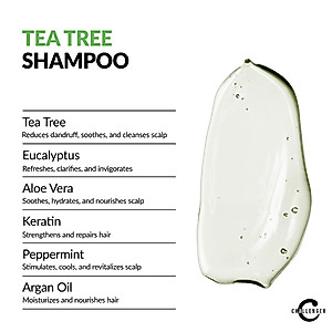 Challenger Tea Tree Shampoo & Peppermint Conditioner Combo | Men's Shower Product | For Itchy & Dry Scalp | Removes Dirt & Oils | Argan Oil, Biotin | Artificial Color Free | 2x 16oz