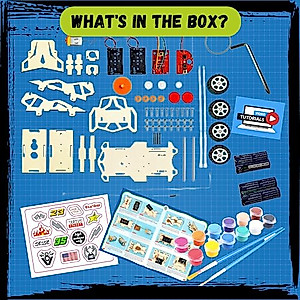Make It At Home - DIY Build Your Own RC Car Kit - Buildable Model - Wooden Cars to Build & Paint - STEAM & STEM Kits Project - Crafts for Boys Ages 8-12 - Wood Simple Machine for Kids