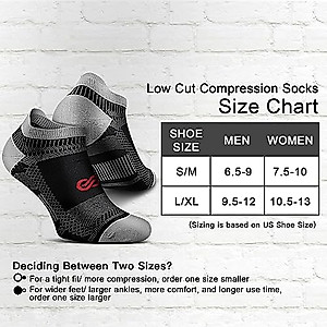 Compression Running Socks (6 Pairs) for Men and Women, Low Cut No Show Running Ankle CompressionSocks with Arch Support for Plantar Fasciitis, Cyling, Athletic, Flight, Travel, Nurses. Black S/M