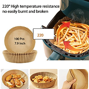YouOKLight Air fryer disposable paper liner, parchment paper for air fryer, air fryer liners disposable, 7.9 Inch round air fryer paper liners, Food Grade Baking Microwave Paper 100 PCS.