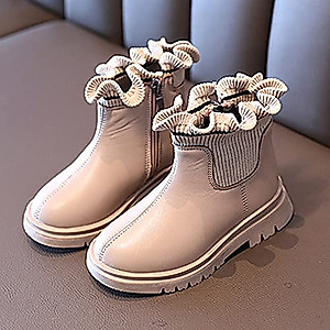 Girls Shoes Solid Color Short Boots Shoes Fashion Non Slip Breathable Nude Women Boots Toddler on Boots (Pink, 9-9.5 Years Big Kids)