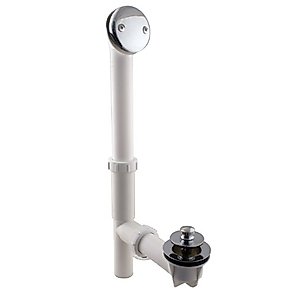 Westbrass Y594244CP White Tubular Twist & Close Bath Waste and Overflow Assembly, Polished Chrome
