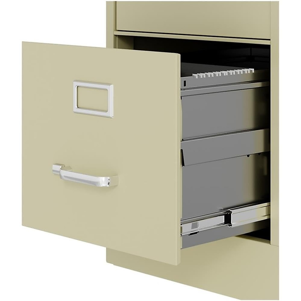 Scranton and Co 22" Deep 4 Drawer Letter File Cabinet in Putty, Fully Assembled