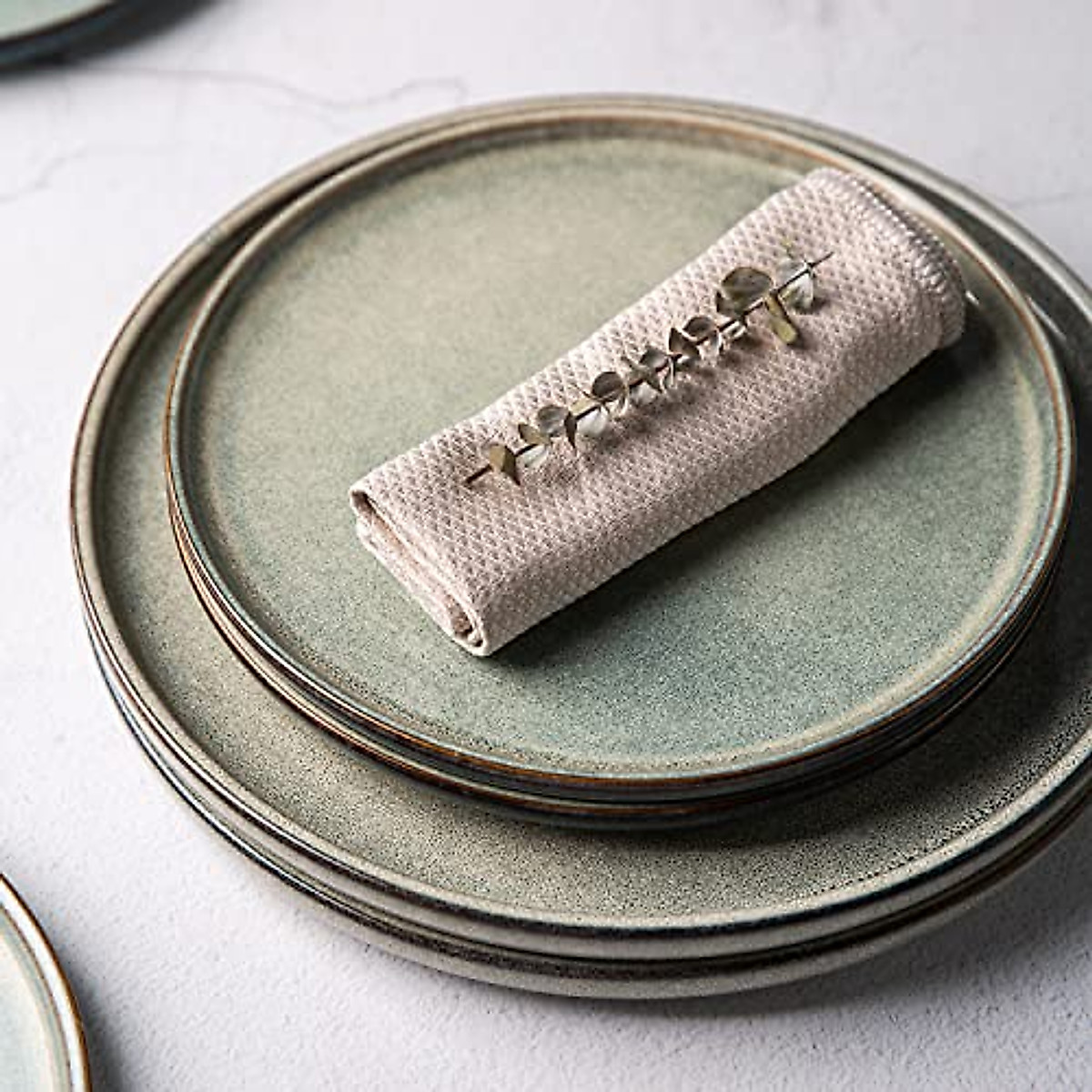 AmorArc Dinner Plates Set of 6, 10.5 Inch Reactive Glaze Ceramic Plates Set, Microwave, Dishwasher Safe, Scratch Resistant, Modern Large Dinnerware Dishes Set Kitchen Stoneware Plates