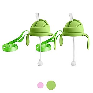 Botabee 3-in-1 Weighted Straw Sippy Cup Conversion Kit for Comotomo Baby Bottles | Compatible with Comotomo 5 Ounce & 8 Ounce Bottles | Versatile Leak-Proof Lid | Easy to Clean - Green (2 Pack)