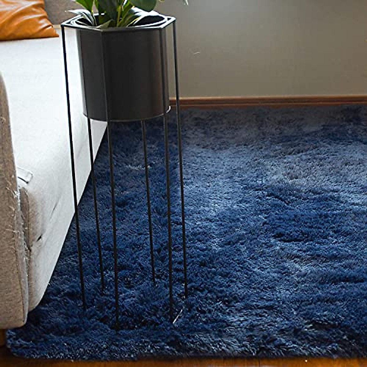 Navy Blue Area Rugs for Living Room Super Soft Floor Fluffy Carpet Natural Comfy Thick Fur Mat Princess Girls Room Rug