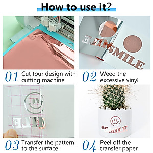 Prime Vinyl Chrome Rose Gold Permanent Vinyl Roll, Rose Gold Vinyl for Cricut - 12" x 10 Ft- Chrome Metallic Adhesive Vinyl for Silhouette Cameo, Decor Sticker, Cutting Machine, Home Decal