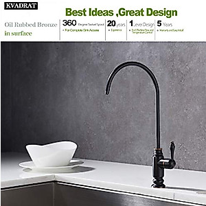 Kmeino (Oil Rubbed Bronze) Water Drinking Faucet 100% Lead-Free Water Filter Faucet Fits Most RO Units or Water Filtration System Stainless Steel Body Sink Water Filtration Faucet Mini Tube