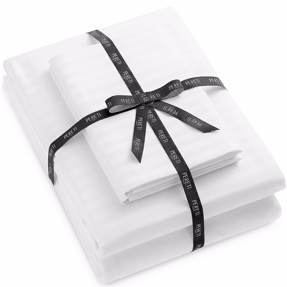 Pereti Italian Queen Sheet Set, 100% Cotton Sheets, Long Staple Satin Sheets Set, 4 Pc Queen Size Bed Sheets Set, Bedding Set, Luxury Hotel Sheets with Deep Pockets - Made in Italy