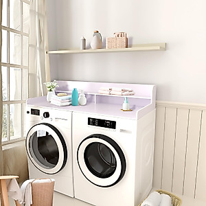 OXBZKMY Washer and Dryer Countertop with 2-Tier Shelf, Laundry Countertop Table Top with Storage Space for Small Apartment Laundry Rooms Kitchens Organization (Lilac)
