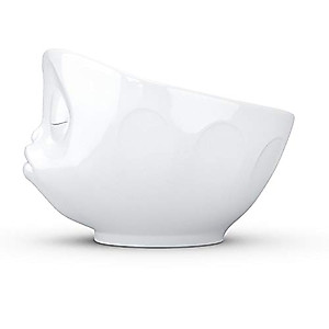 FIFTYEIGHT PRODUCTS TASSEN Porcelain Bowl, Kissing Face Edition, 16 oz. White, (Single Bowl) for Serving Cereal, Soup