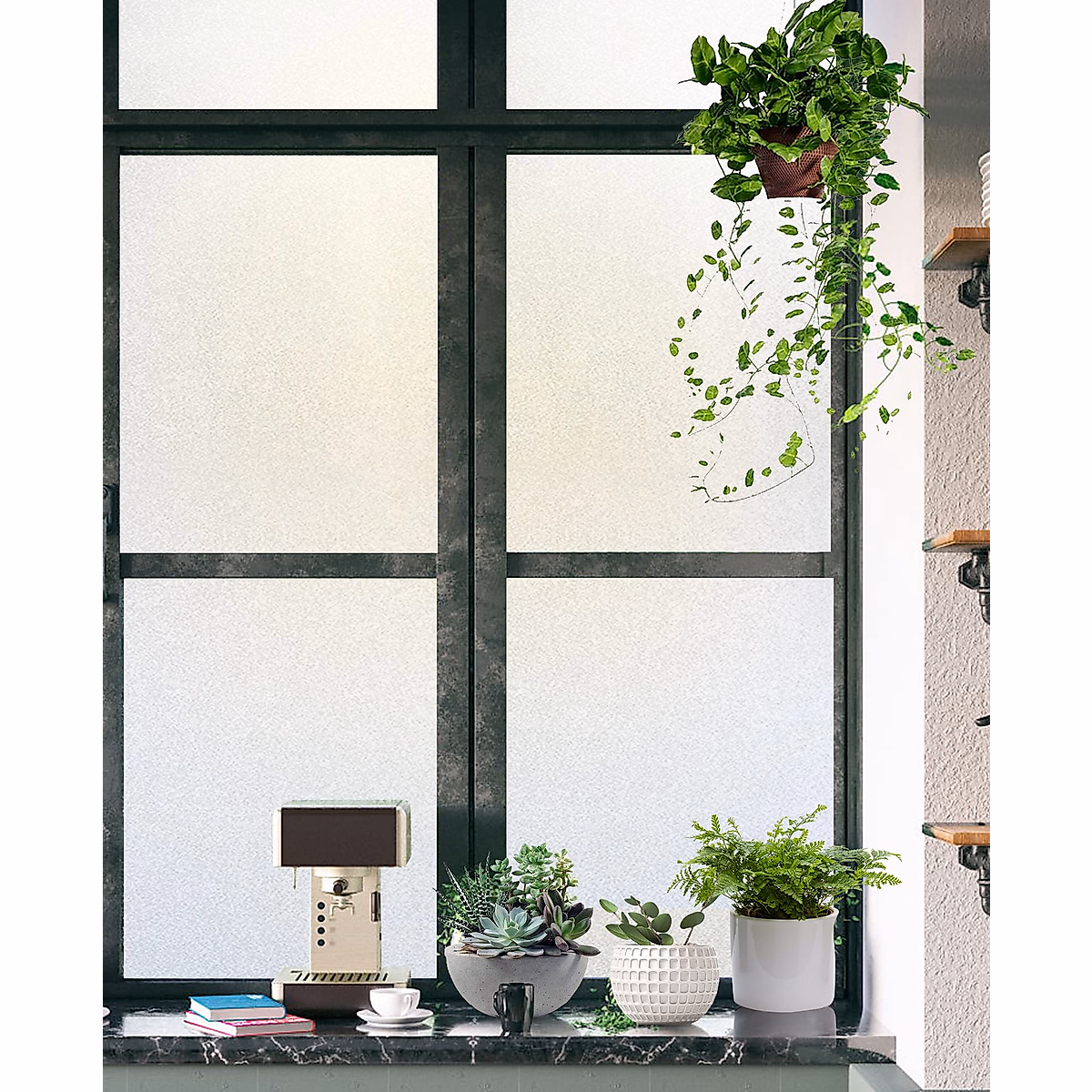 48 X 157.5inch Frosted Glass Window Film, Shackcom Bathroom Window Privacy Film - Non Adhesive Static Cling - Sun UV Blocking Heat Control Door Window Covering Decals for Home