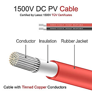 Solar Extension Cable SGANGCAR One Pair(20 Feet 10AWG) Solar Panel Cable with Female and Male Connectors(20FT Red + 20FT Black)