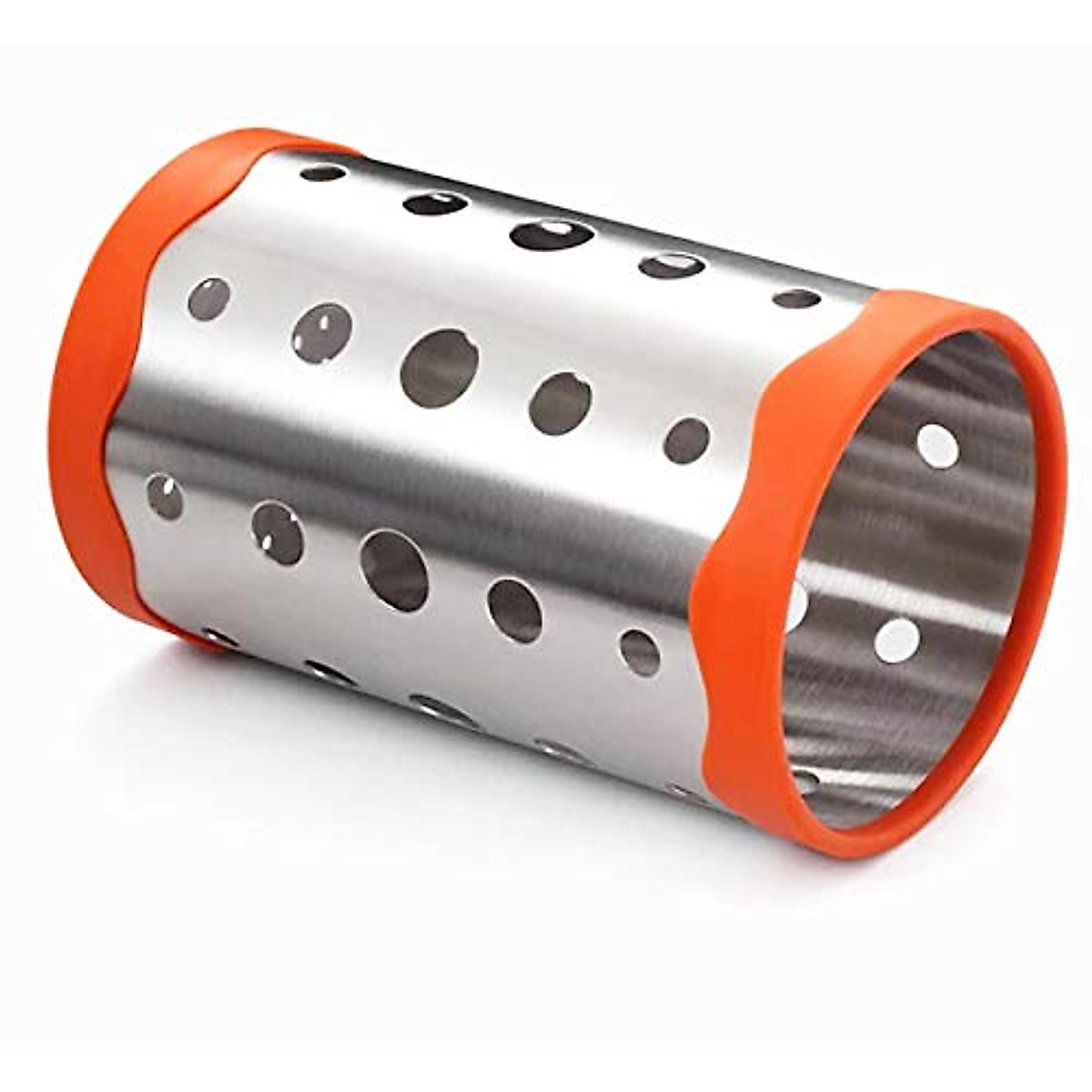 Sunwinc Kitchen Utensil Holder -Utensil Container - Utensil Organizer Caddy - 18/10 Stainless Steel with Antiskid Silicon Rubber Ring Flatware Cutlery Chopsticks Utensil Holder (Orange, 7 inch)