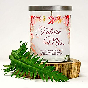 Future Mrs. | Lemon, Jasmine, Rosewood | Luxury Scented Soy Candle | 10 Oz. Jar Candle | Made in The USA | Unique Bride Gift for The Bride to Be for Bachelorette Parties, Bridal Showers, Wedding Day