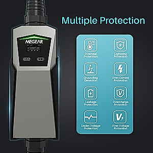 MEGEAR Electric Vehicle Charger with NEMA 14-50 Plug, Level 2 Portable EV Charging Station Adjustable Current 12A/16A/24A/32A/40A for SAE J1772 EVs