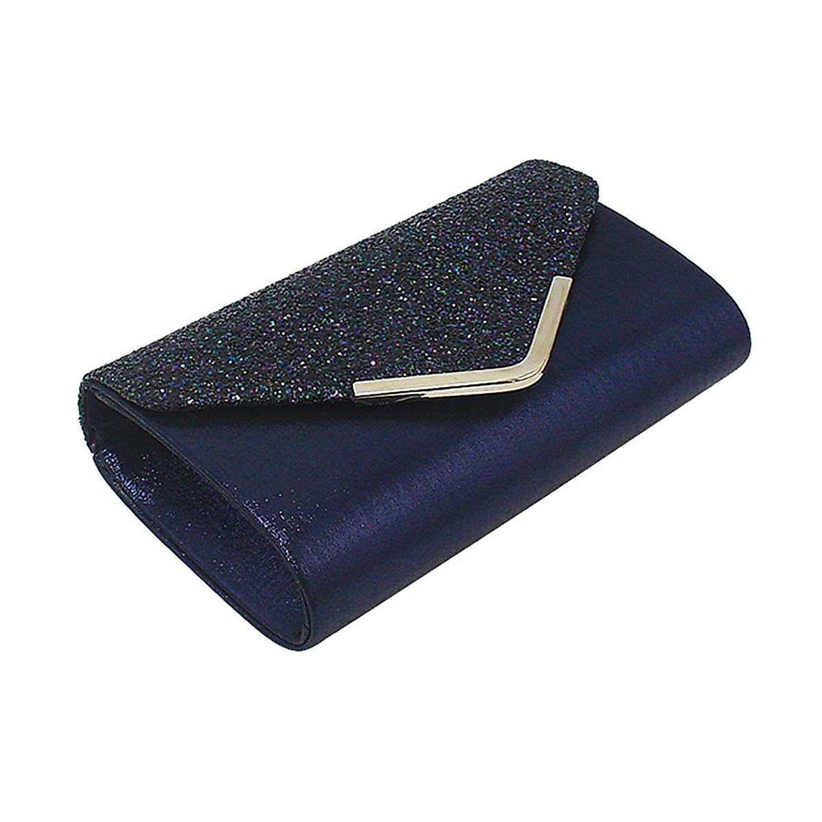 ZIUMUDY Women's Sparkle Evening Bags Envelope Clutches Shoulder Chain Handbag Bridal Wedding Purse (Navy Blue)