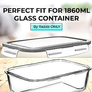 Razab 1860ML (8 Cups/ 63 Oz) Glass Food Storage Container - LID Only