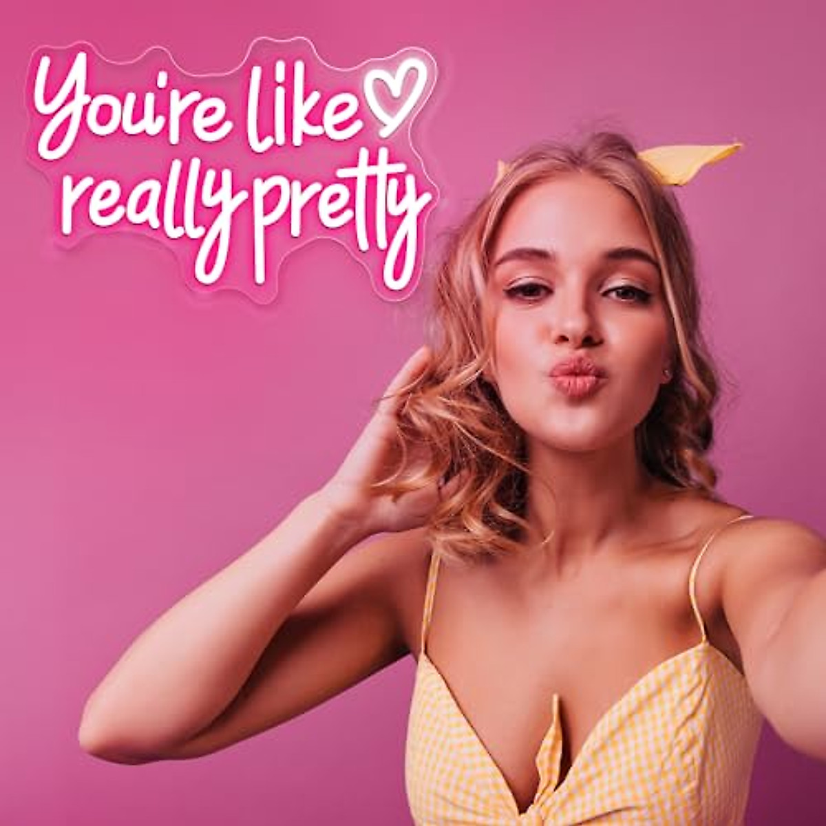 Brochao You're Like Really Pretty Neon Sign LED Neon Light for Wall White Neon Signs for Bachelorette Party Birthday Engagement Party Wedding Decoration with Switch (16" x 11")