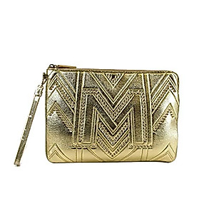 MCM Women's Munichi Gold Metallic Leather Medium Pouch Wristlet MYZ9SKL02DA001