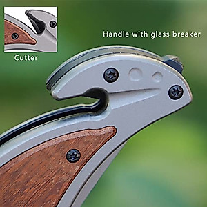 KEENSUN Pocket Folding Knife with Glass Breaker and Belt Cutter–Tactical Knife, Hunting Knife, Flipper Knife,EDC Knife.Thumb stud Assisted Opening Knifes with Liner Lock and Pocket clip.Good for Camping, Hiking, Indoor and Outdoor Activities.