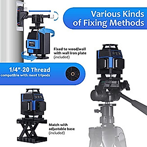 Laser Level Self Leveling - Jkaoclever 16 Lines 4x360° Level Tool, 150FT Green Cross Line Lazer Level for Construction/Picture Hanging -2 Rechargeable Batteries, Wall Bracket