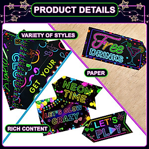 20 Pcs Glow in The Dark Party Decoration Signs Glow Neon Signs Decor Glow Party Supplies Neon Happy Birthday Party Decorations Let's Glow Crazy Welcome Signs for Neon Theme Party Decoration Supplies