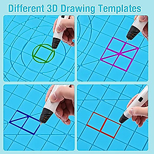 Small Size 3D Pen Mat - 3D Printing Mat for Beginners - 6.7x6.7 inch 3D Pen Mat for 3D Pens - 3D Pen Accessories Compatible with Stencils - Blue