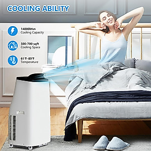 GAOMON Portable Air Conditioners, 14,000btus Portable AC for Room up to 700 Sq. Ft. with Remote Control, 24H Timer, 4-in-1 Air Conditioner with Cool, Fan and Dehumidifier