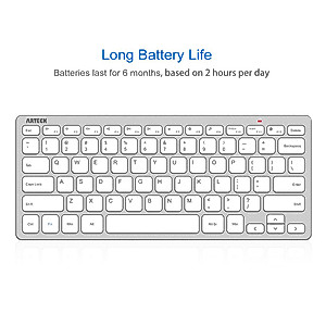 Arteck 2.4G Wireless Keyboard Ultra Slim and Compact Keyboard with Media Hotkeys for Computer Desktop PC Laptop Surface Smart TV and Windows 11/10/8/7, Silver
