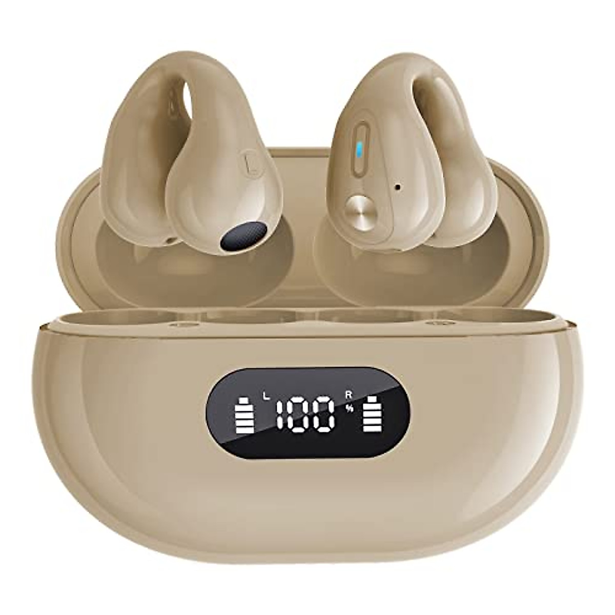 Mudtun Wireless Ear Clip Bone Conduction Headphones Bluetooth 5.3 for Android iPhone, Small Ear Clips Ear Buds Mini Light-Weight Open Ear Earbuds for Sports Running Cycling Workout, Yellow