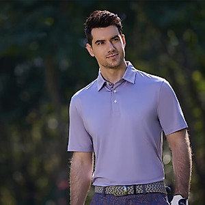 M MAELREG Golf Polo Shirts for Men Short Sleeve Performance Moisture Wicking Quick Dry Casual Collared Men’s Polo Shirts Lavender