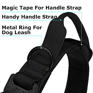 Dog Tactical Collar Military Dog Training Collar Control Handle and Heavy Metal Buckle for Medimum Large Dog Training Behavior Aids Black XL
