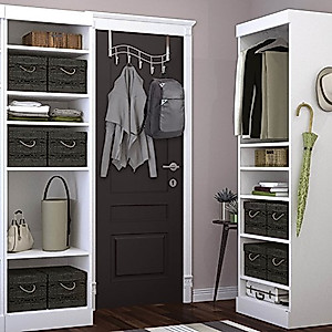 Over the Door Rack with Hooks | 5 Hangers for Towels Coats Clothes Robes Ties Hats | Bathroom Closet Extra Long Heavy Duty Chrome Space Saver Mudroom Organizer by Kyle Matthews Designs