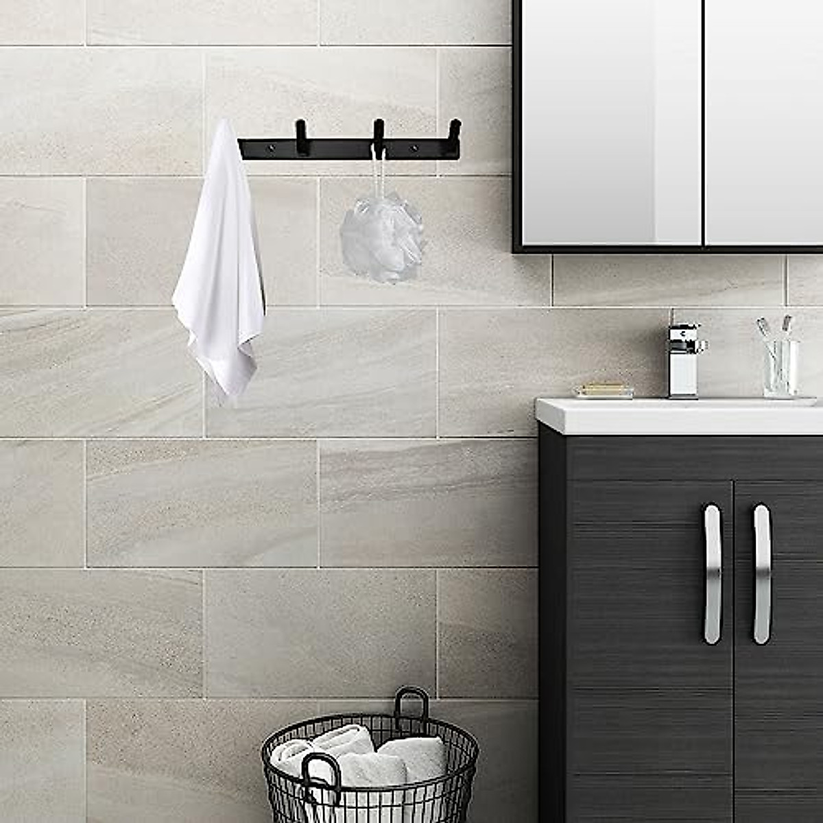 mtisdod Coat Rack Wall Mount Coat Hooks Wall Mounted Black Wall Hooks for Hanging Coat Hanger Wall Coat Rack with Hooks Towel Hooks for Bathrooms Space Saving Aluminum (2 Pack)