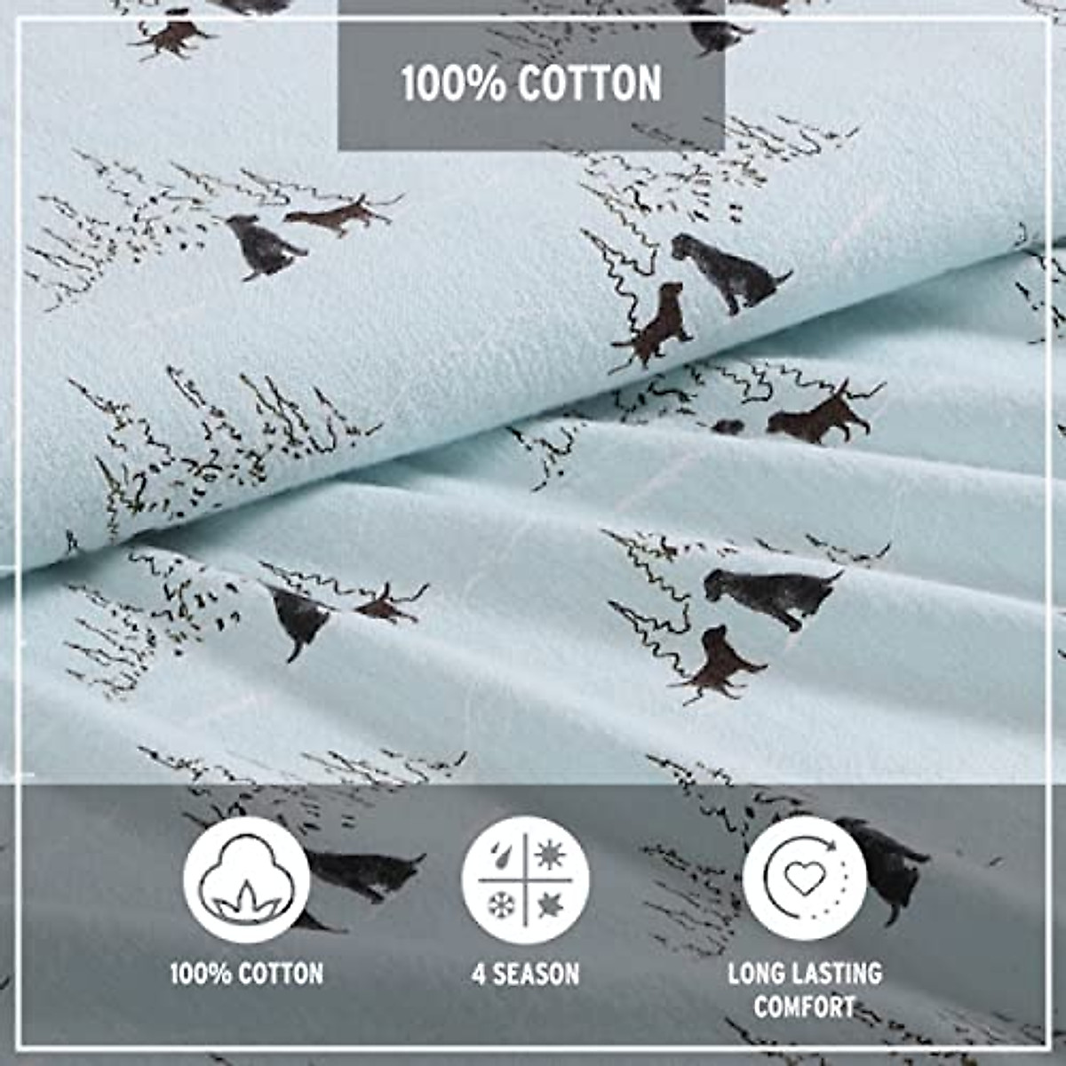 Eddie Bauer - Queen Sheets, Cotton Flannel Bedding Set, Brushed For Extra Softness, Cozy Home Decor (Dog Friends, Queen)