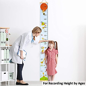 Beinou Baby Growth Chart Ruler for Kids Wood Frame Height Measure Chart 7.9in x 79in Canvas Hanging Height Growth Chart