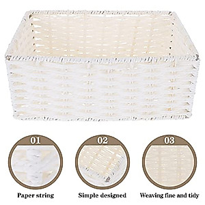 VOSAREA Rattan Woven Storage Baskets Bins: 22CM Water Hyacinth Shelf Basket Seagrass Wicker Makeup Organizer Toilet Paper Container Box Laundry Holder