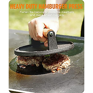 homenote Griddle Accessories for Blackstone, Commercial Grade 12 Inch Heavy Duty Round Melting Dome with Cast Iron Smash Burger Press Perfect for Flat Top Hibachi Grill Indoor Outdoor