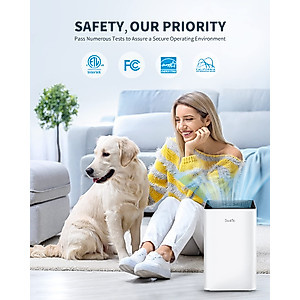 DeedMo Air Purifiers for Home Large Room, 1200 Sq Ft Coverage with PM 2.5 Display Air Quality Sensor, H13 True HEPA Filter Remove 99.97% of Pets Allergies Dust Smoke, Double-sided Air Inlet