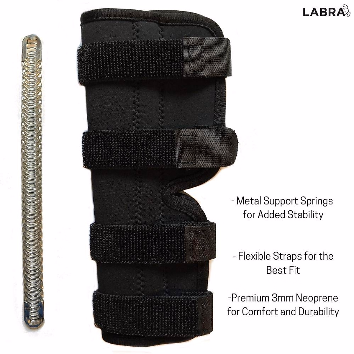 Labra Supportive Dog Rear Leg Hock Joint Wrap Brace with Metal Springs Protects Canine Wounds as They Heal Compression Brace Heals and Prevents Injuries and Sprains Helps Arthritis (Medium)
