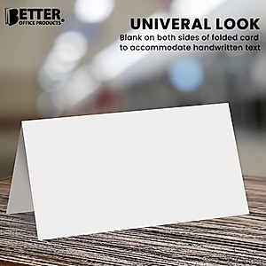 Better Office Products 100 Pack Blank White Place Cards, 2 x 3.5 in, Folded Table Tent Cards for Weddings, Dinner Parties, Buffet Banquets, (100 Count)